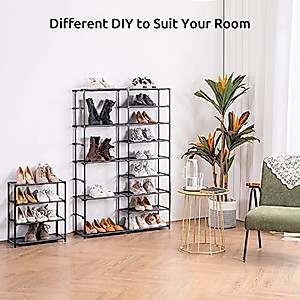 YOUDENOVA Shoe Rack Organizer, for up to 50 Pairs of Shoes, Vertical Large Shoe Rack with Removable, Water, Dust & Oil Resistant Shelves, Stackable Shoe Rack for Boot & Shoe Storage, Black