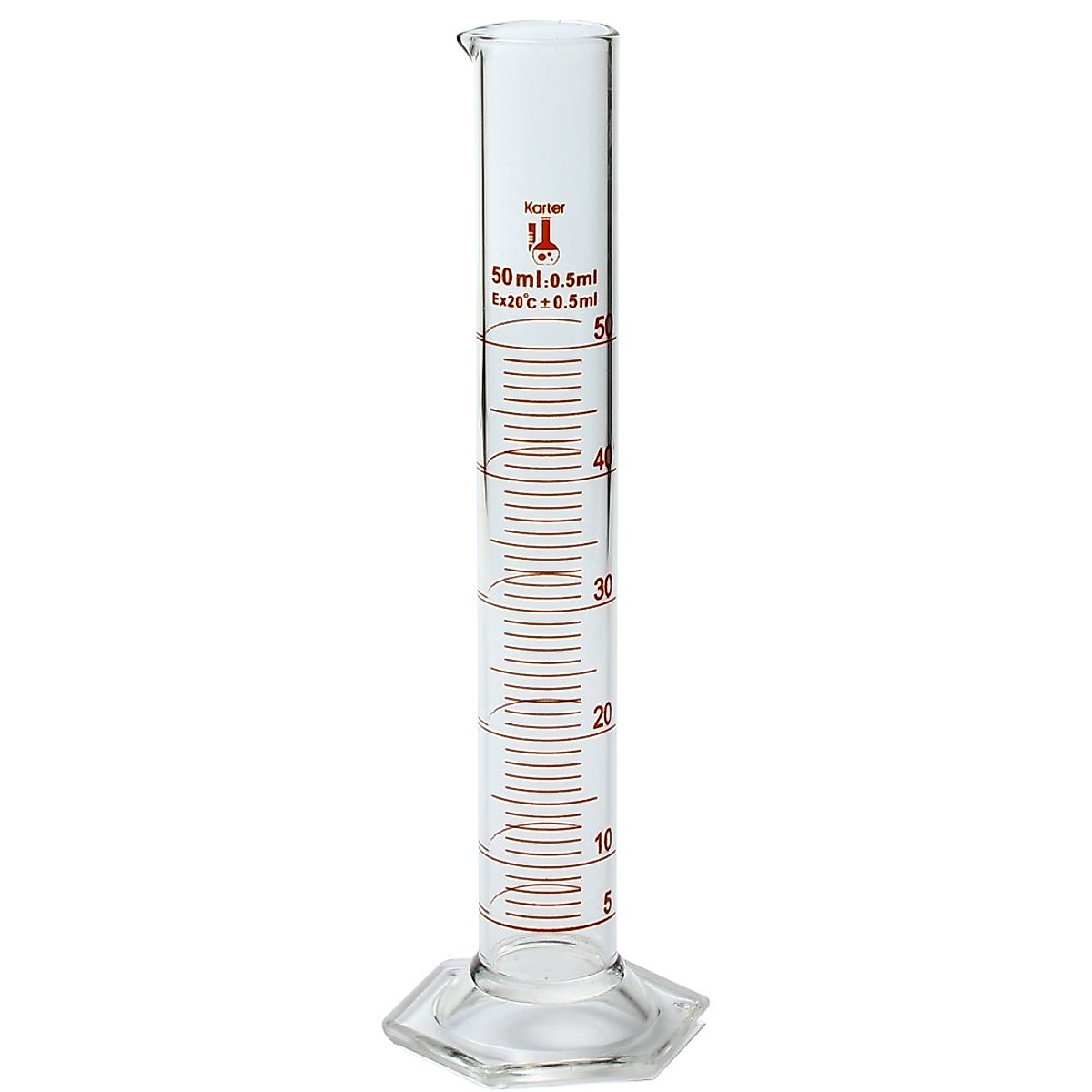 Glass Graduated Cylinder Set with Cleaning Brushes and Transfer Pipettes, Borosilicate Glass, 5 Sizes - 5,10,25,50, and 100ml, Karter Scientific 233G2