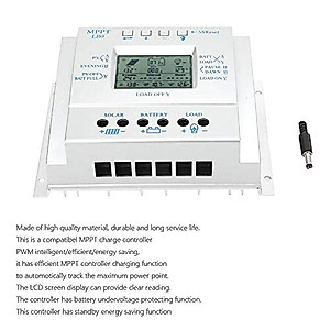 80A Solar Charge Controller, MPPT L-80 LCD Display PWM Photovoltaic Solar MPPT Charge Controller Regulador 12V/24V, Solar Panel Battery Intelligent Regulator