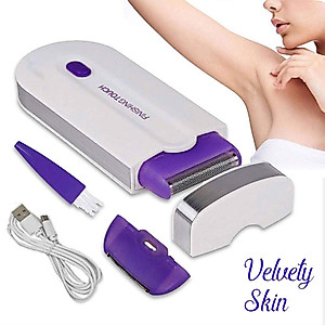 5.9x3.3x1 inch Female epilator, rechargeable lady electric shaver for arms, armpits, bikini line, legs, back(Purple+white)