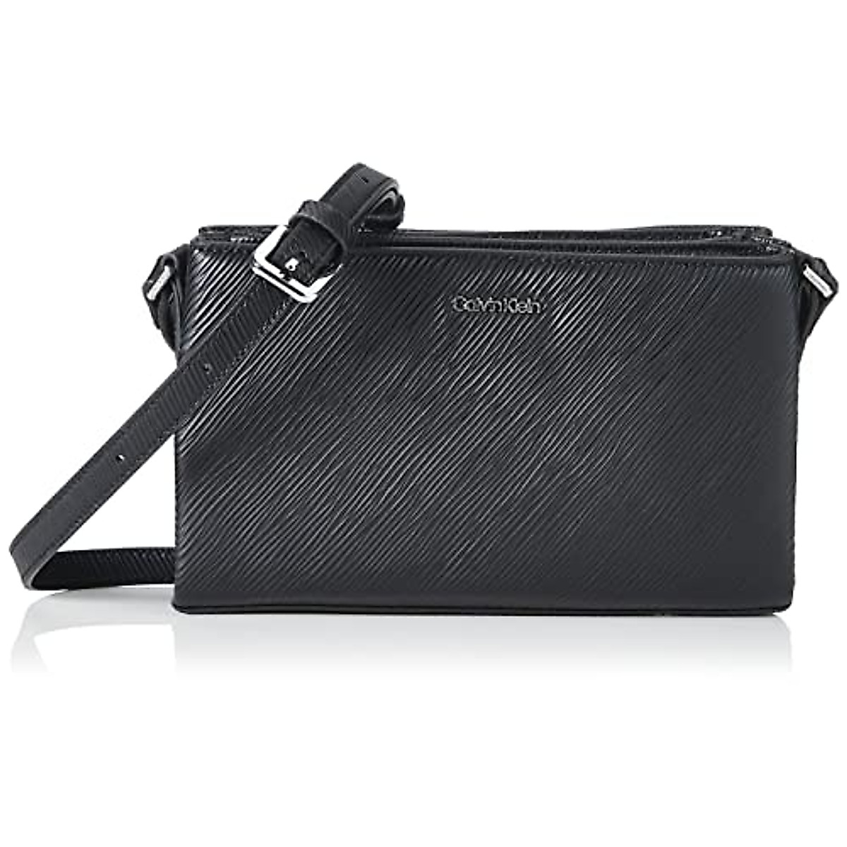 Calvin Klein Women's Elevated Crossbody Saffiano Tote, Ck Black, One Size, Ck Black, One Size
