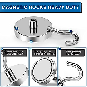 LOVIMAG Magnetic Hooks Heavy Duty, 110 lb Strong Magnetic Hooks for Hanging, Toolbox, Cruise, Office and Kitchen etc- 2 Pack