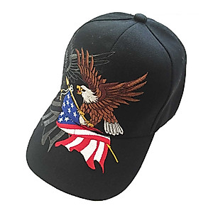 aesthetinc Patriotic American American Flag Design Baseball Cap with USA 3D Embroidery (Black)