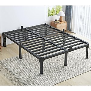 Superay California King Bed Frame with Mattress Slide Stopper, 14 Inch Metal Platform Bed Frame, Heavy Duty Tall Bed Frame No Box Spring Needed with Large Storage Space, Easy Assembly, Noise Free