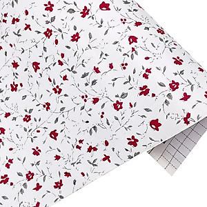 Yifely Red Rural Floral Shelf Liner Locker Decor Sticker Self-Adhesive Furniture Paper 17.7 Inch by 9.8 Feet