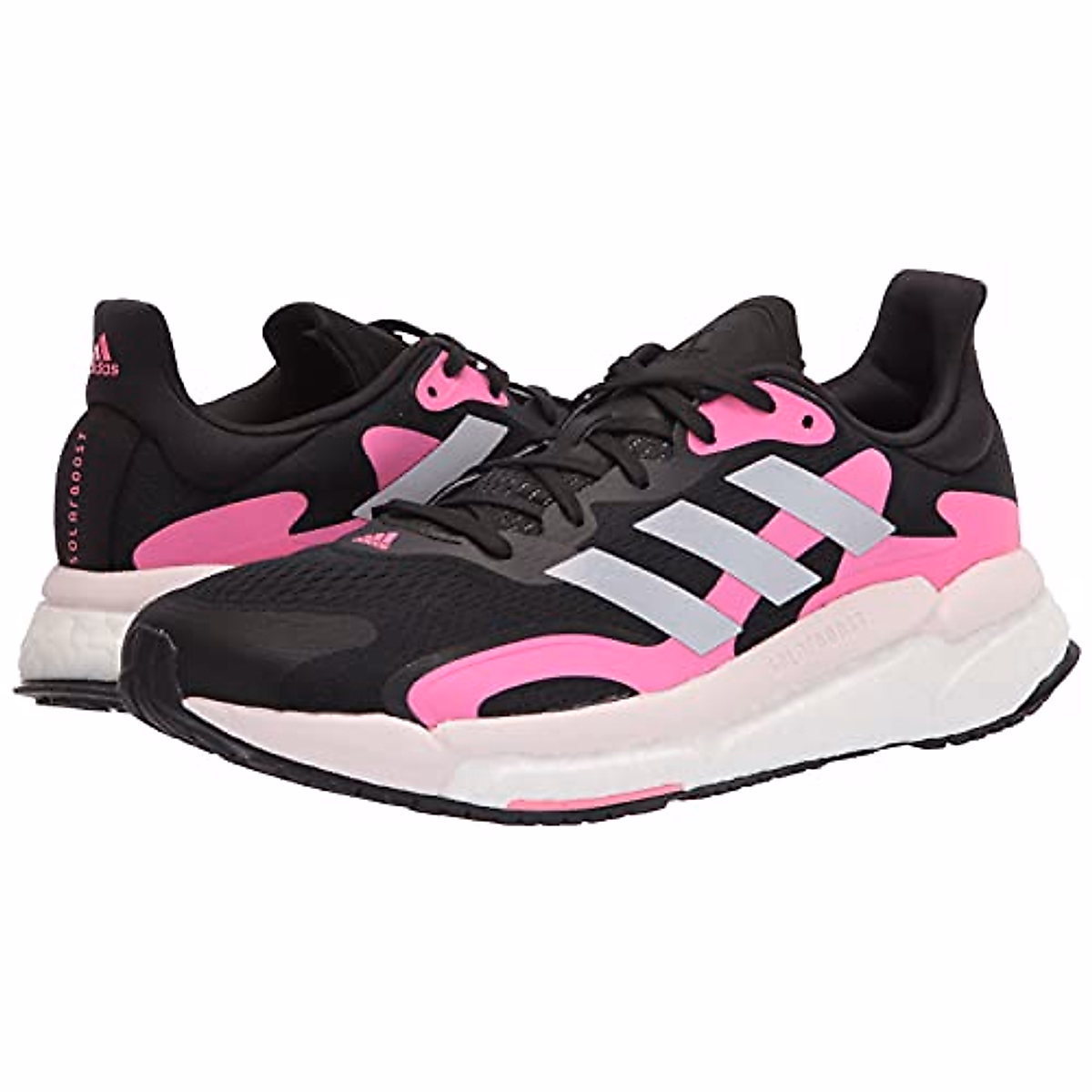 adidas womens Solar Boost 21 Running Shoes, Black/Screaming Pink/Halo Silver, 5.5 US