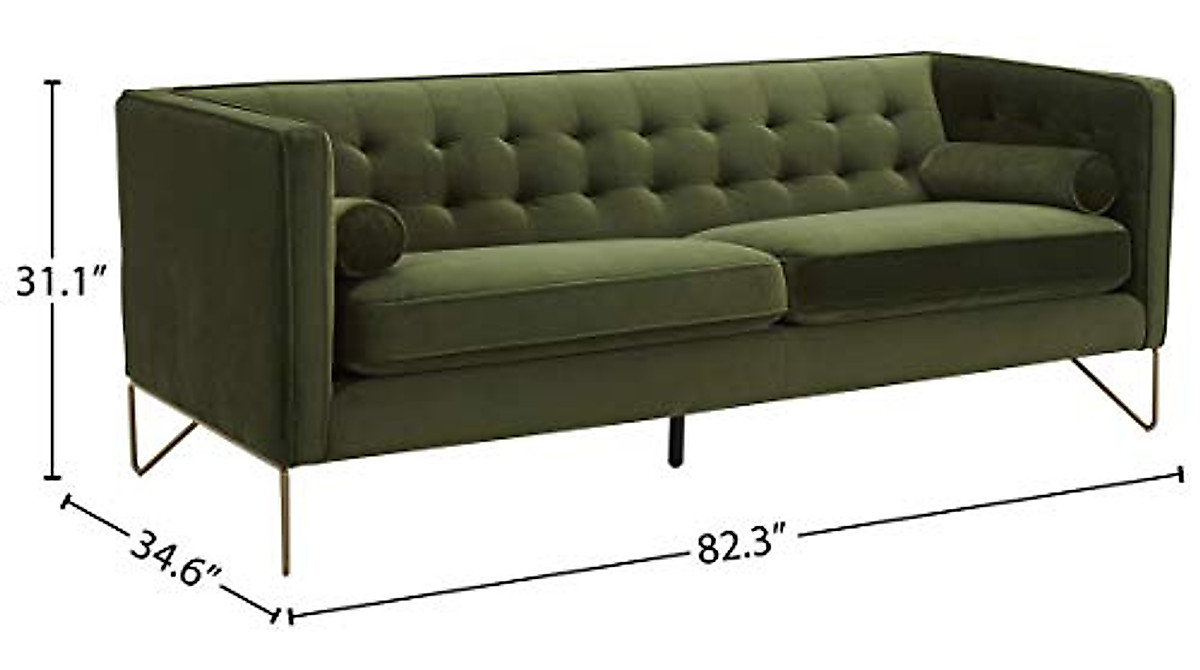 Rivet Brooke Emerald Velvet Sofa - Modern Mid-Century Design