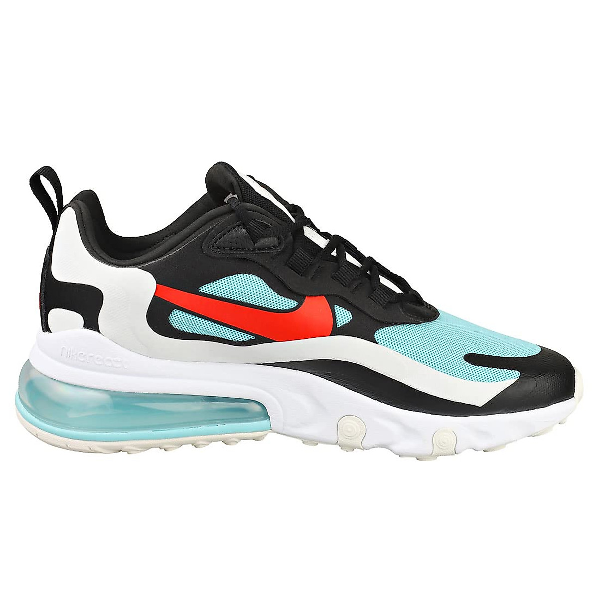 Nike Womens Air Max 270 React Running Trainers DA4288 Sneakers Shoes (UK 4.5 US 7 EU 38, Black Chile red Bleached Aqua 001)