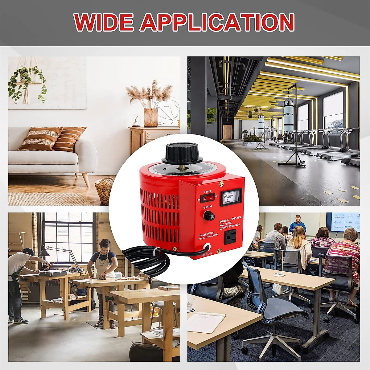 YaeCCC Voltage Transformer 10 Amp Auto AC Variable Voltage Converter,1000VA,0~130 Volt Output (1000W Max)