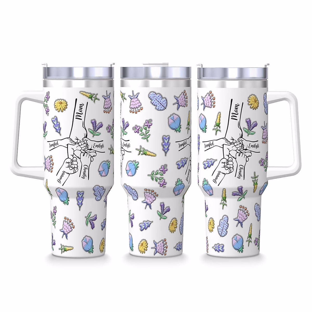 Personalized 40 Oz Stainless Steel Tumbler Best Mom Ever Cup Gift, Custom Name 3D Inflated Effect Travel Mug, Birthday Valentine's Day Coffee Mug for Mom Nana Mothers Day Gifts for Mom,03