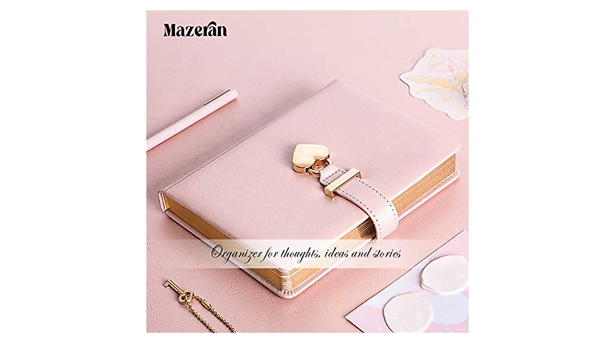 Elegant Heart Lock Journal with Gold Edges and PU Leather Cover