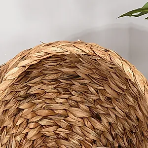 PawHut Handwoven Elevated Cat Bed with Soft Cushion & Cat Egg Chair Shape, Cat Basket Bed Kitty House with Stand, Raised Wicker Cat Bed for Indoor Cats, 23.5" H, Brown