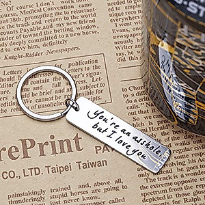 Best Christmas Funny Couples Keychain Gifts for Man Boyfriend Girlfriend Husband Wife Fiance Bridegroom You’re An Assh*le But I Love You Birthday Anniversary Wedding Valentines Day