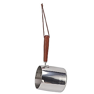 Turkish Coffee Pot, 450ml Stainless Steel Greek Coffee Pot with Spout and Wooden Handle, Stovetop Chocolate Melting Pan Milk Warmer Pot for Chocolate Heating, Camping