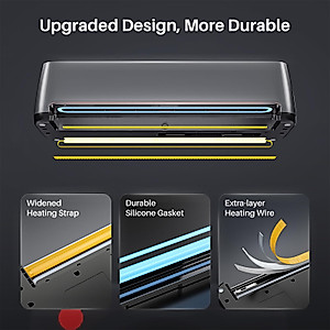 InnJoey Vacuum Sealer Machine, 85kPa 120W Automatic Food Sealer, Powerful Sealing System, Build-in Cutter | Moist Mode and Air Suction Hose | Bag Rolls and 5pcs Storage Bags