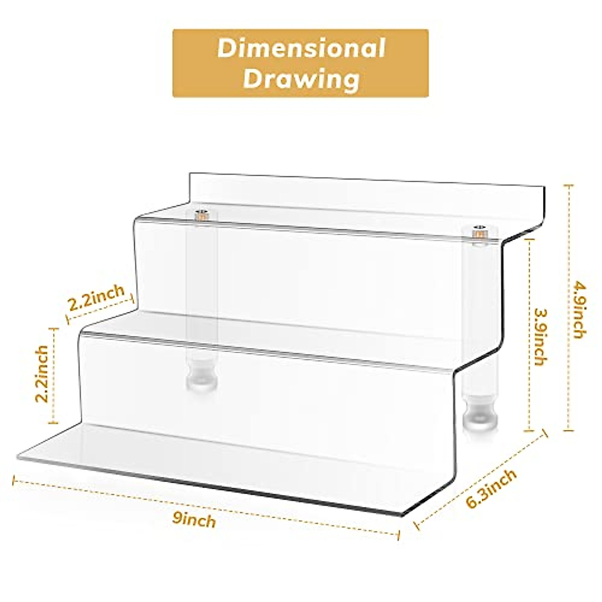 Mocoosy Acrylic Riser Display Shelf, 3 Tier Display Riser Stand for Amiibo Funko POP Figures, Tiered Clear Acrylic Risers for Display, Step Small Cupcake Stand Perfume Organizer and Storage