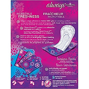 Always Radiant Pantyliners, Regular, Unscented, 48 Count, 2 Pack. (Includes 96 Pantiliners Total.)