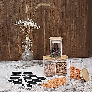 PreZervers12 pcs Spice Jars | 7oz| 12 Food Storage Containers | Airtight Bamboo Lid with 7oz Glass Jar | Includes Pen and Decorative Labels | Dozen Spice Jars | Tea, Sugar, Salt, Herbs | Bonus Item |
