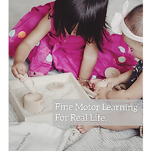 Play. Pretend. Learn. Montessori Toys for Toddlers. Wooden Tray Busy Board with 13 Sensory Toys and Educational Toys. Wooden Toy Play Kitchen Wooden Scoops. Toddler Toys for 3 Years+