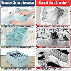 Wardrobe Clothes Organizer for Jeans Drawer Organizer for Folded Clothes with Handle Foldable Closet Organizer Storage Box for Jeans T-shirt Pants Sweater Kids Clothes Drawer Dividers 7 Grids 2PCS