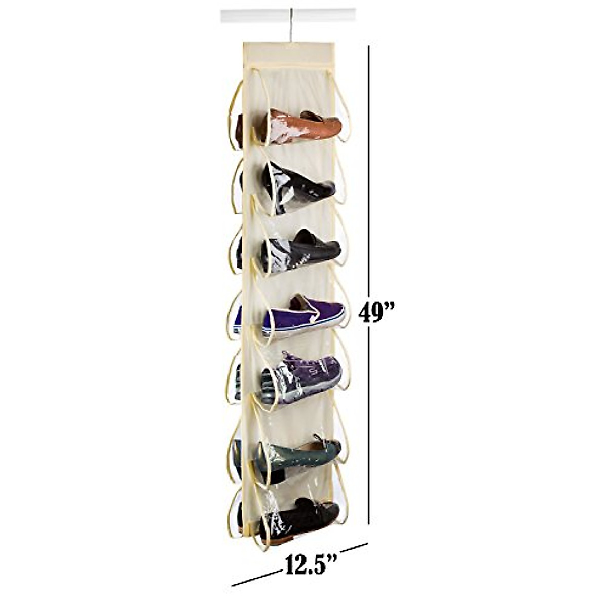 Hanging Shoe Organizer - 14 Pockets - The Clear Pockets Will Protect Your Shoes, Handbags or Purse and Enable You to Find Them Easily. Hang it in a Closet to Keep Your Closets Neat and Organized.