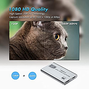 Video Capture Card 4K 1080P 60FPS, USB 3.0 HDMI Video Capture Device, HD Game Capture Card for Streaming, Work with PS4/PS5/Xbox/PC/Mac Windows 10/11