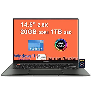 Asus Vivobook S 14X OLED Business Laptop | 14.5'' 2.8K OLED 600nit 100% DCI-P3 | 12th Gen Intel 12-core i5-12500H (>i7-11800H) | 20GB DDR4 1TB SSD | Backlit Thunderbolt Win11 Gray + 32GB MicroSD Card
