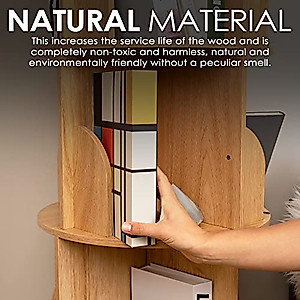 Rotating Bookshelf 360 Display, 4 Tier Floor Standing Bookcase for Kids & Adults, Solid Wood Narrow Spinning Bookshelf Organizer for Study Room, Living Room, Classroom & Bedroom.