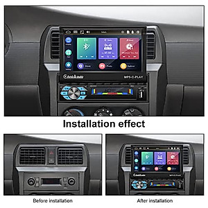 CarThree Single Din Apple Carplay Car Stereo with Bluetooth and Backup Camera, 7inch flip Out Touch Screen Car Radio MP5 Player Support Android Auto,Subwoofer Mirror Link,USB,TF,FM,Aux-in,SWC