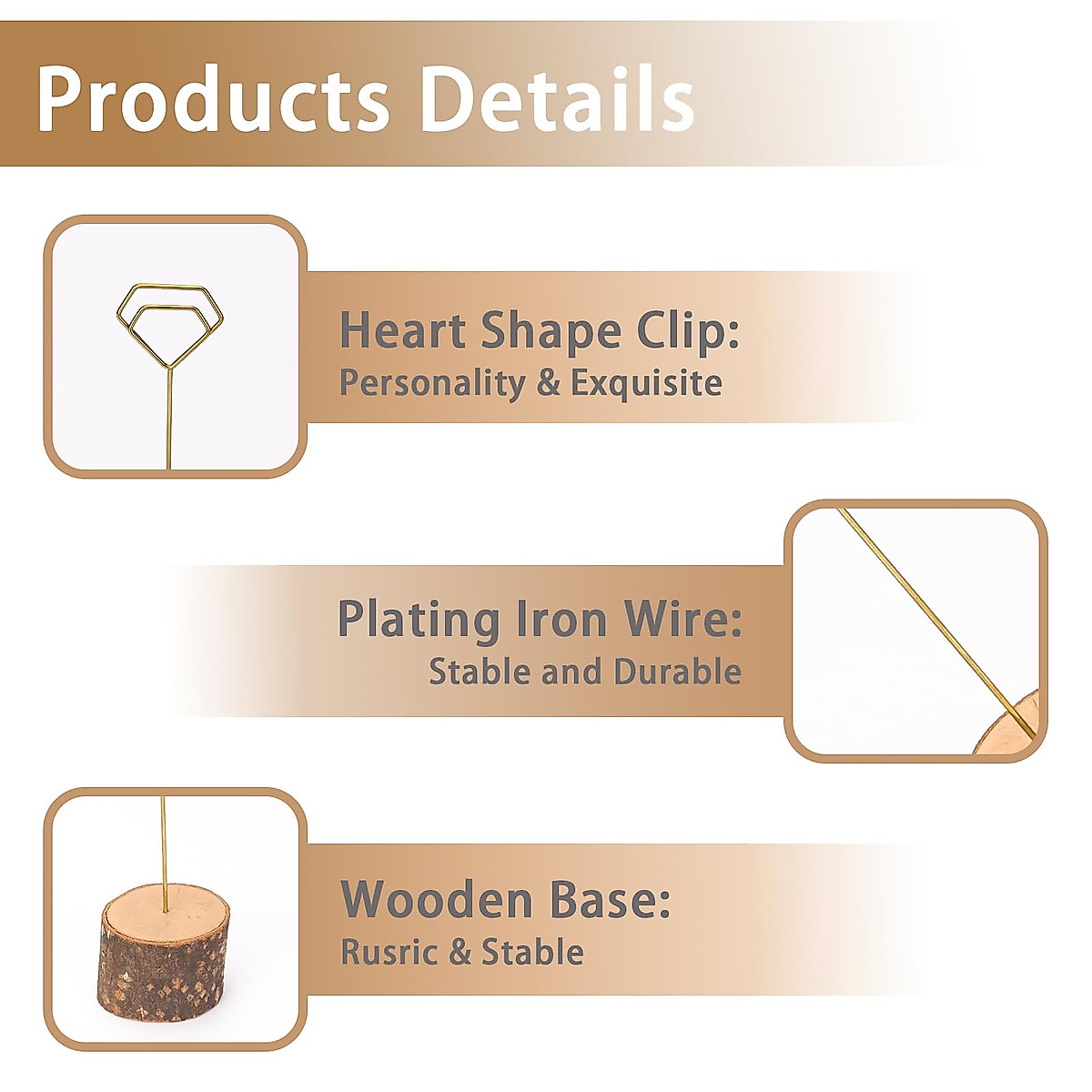 10 PCS Rustic Wood Place Card Holders with Kraft Place Cards Unique Diamond Shaped Table Number Holder Picture Clips Name Card Photo Holder for Wedding Birthday Party Baby Shower