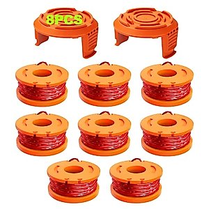 10 Pack Trimmer Spool Line for Worx,(WA0010)Replacement Trimmer Spool Line for Worx,Trimmer Line Refills 0.065 inch for Worx,Suitable for Worx String Trimmers(8 Pack Grass Trimmer Line,2 Trimmer Cap)