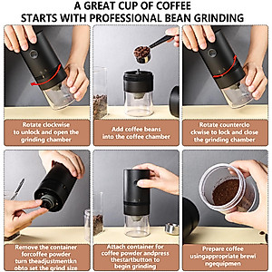 Portable Burr Coffee Grinder Small - Coffee Bean Grinder Electric with Multi Grind Settings for French Press, Cold Brew, Moka Pot, Pour-Over, Espresso Machine