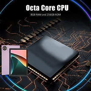 10.1in LCD 8GB RAM 256GB ROM 2 in 1 Tablet with Case, Keyboard, Mouse, Office Tablet with 5G WiFi, Dual Camera, 7000mAh Battery (US Plug)