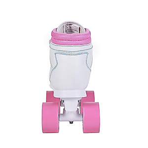 Chicago Girls Sidewalk Roller Skate - White Youth Quad Skates, High-Top Roller Skates for Kids, Beginner-Friendly with Durable Polyurethane Wheels, Indoor & Outdoor Roller Skating Size 1