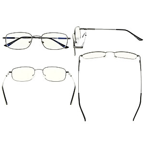 CessBlu Computer Glasses Men Bendable Titanium Reading Eyeglasses Blue Light Filter(Gunmetal) +1.5