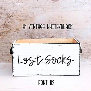 Lost Socks Basket - Farmhouse Laundry Room Decor - Lost Sock Wood Crate - Laundry Room Storage and Organization