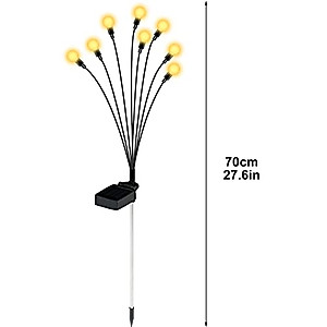 2 PCS Solar Powered Firefly Lights 8 LED Starburst Swaying Lights Swaying When Wind Blows IP65 Waterproof Decorative Solar Starburst Swaying Garden Lights for Yard Patio Pathway (Warm)