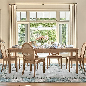 Artoid Mode Blue Pumpkins Eucalyptus Leaves Fall Area Rug, Autumn Thanksgiving Home Decor Low-Profile Washable Area Rugs for Entryway Bedroom Living Room Laundry Room Indoor 5x7 Feet