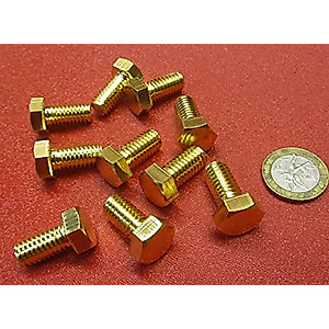 Brass Hex Head Bolts FT 3/8"-16 Thread x .750" Long 10 pcs