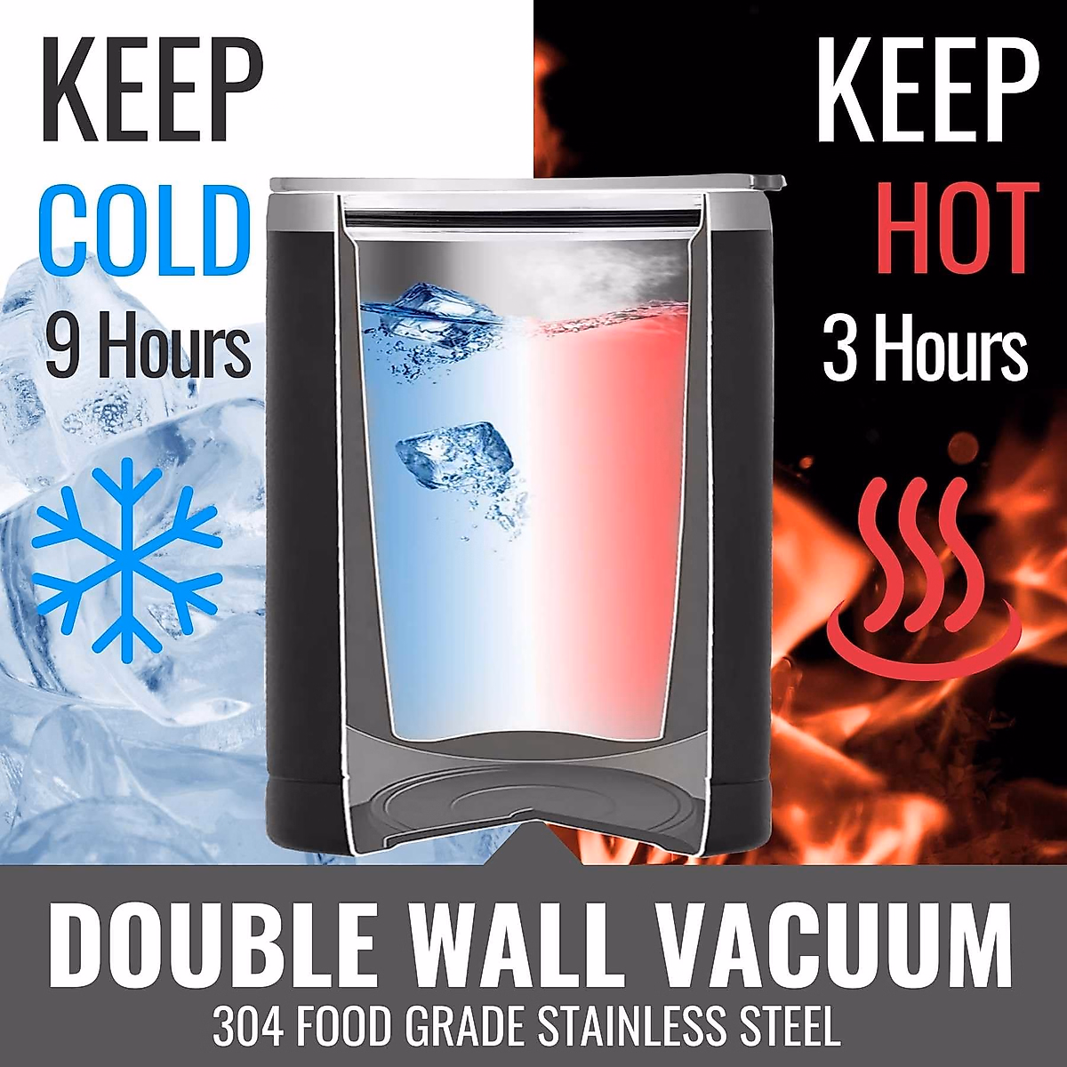 Onebttl Music Lover Gifts For Men, Male, Him - Without Music Life Would B Flat - 12 oz /350 ml Insulated Mugs with Lid - Musician Gifts, Musical Lovers Gift - (Black)