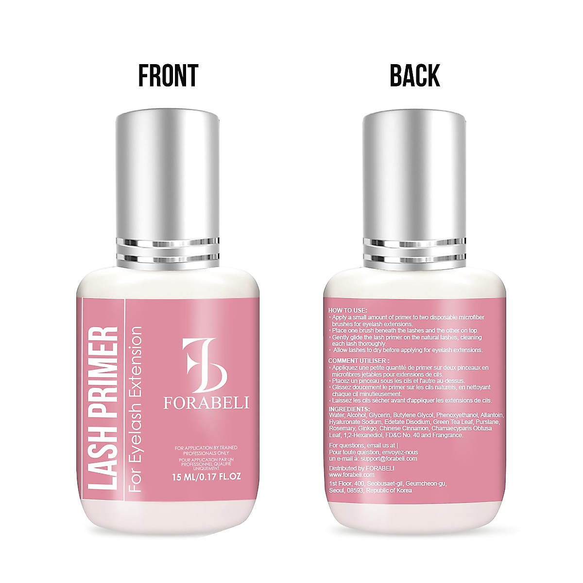 Forabeli Lash Primer 15ml - Boosts Adhesion, Improves Bond Retention, Ideal for Individual and Natural Lashes, Semi-Permanent Eyelash Extension Supplies