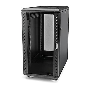 StarTech.com 22U Server Rack Cabinet with secure locking door - 4 Post Adjustable Depth (5.5" to 28.7") - 1768 lb capacity - 19 inch Portable Network Equipment Enclosure on wheels/casters (RK2236BKF)