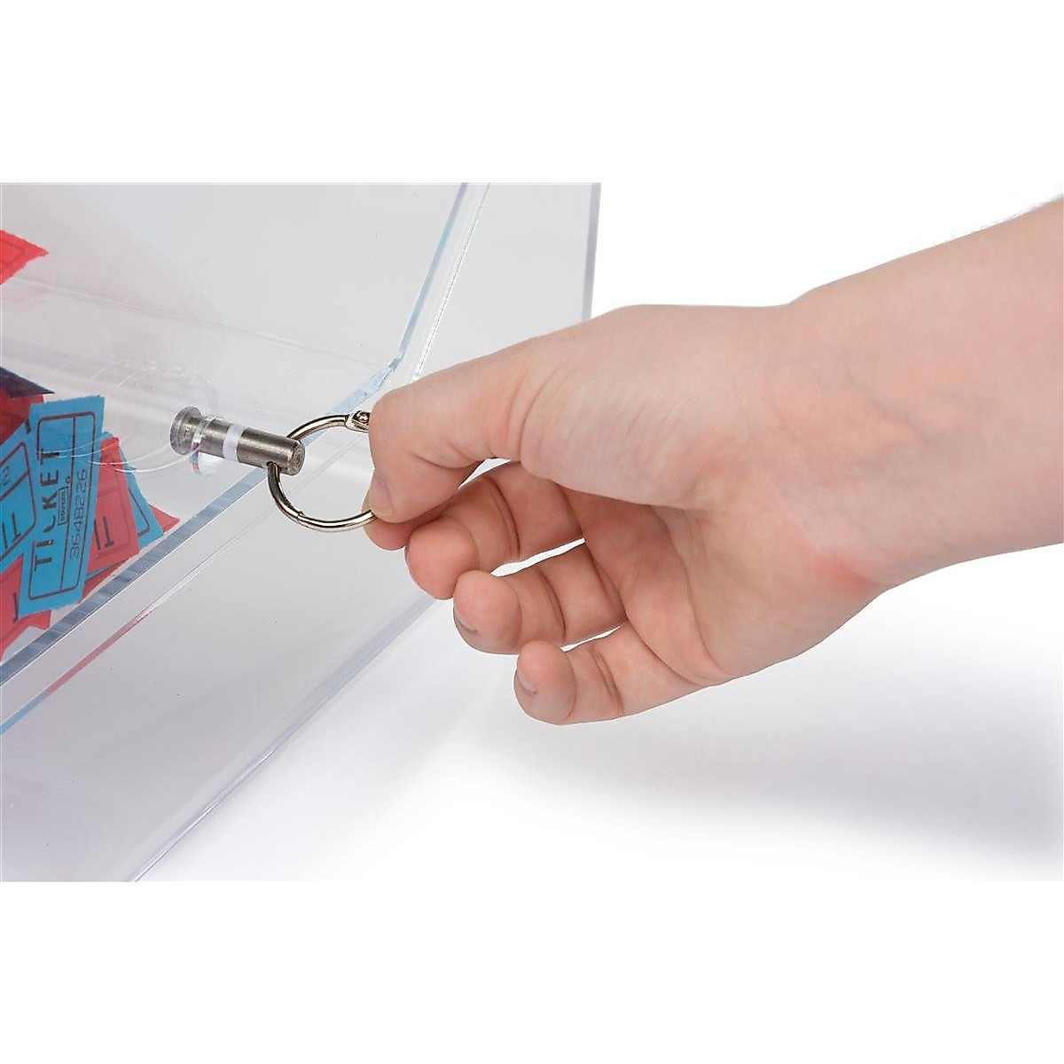 Displays2go Clear Acrylic Raffle Drum, Locking Door and Easy-Turn Lever - Large