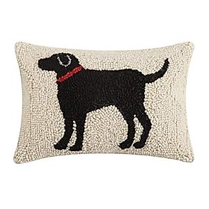 Peking Handicraft 30JES1459C12OB Black Dog Wool and Cotton Pillow, 8 x 12 inch