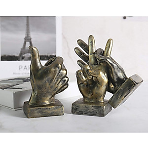 Nice purchase Hand Finger Gesture Desk Statues Fingers Sculpture Creative Home Living Room Cabinet Shelf Decoration (Thumbs-up in Silver)