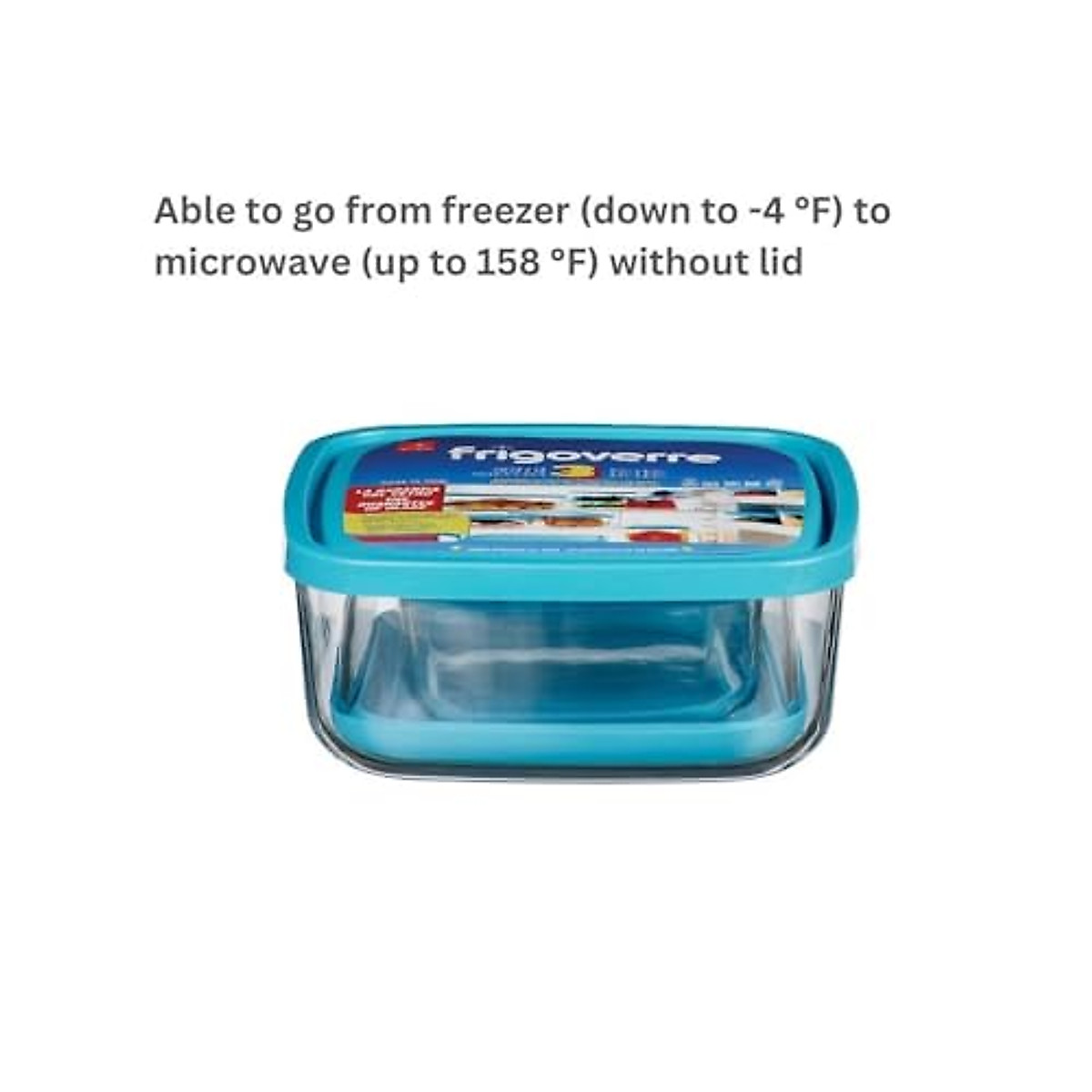 Bormioli Rocco Frigoverre Square Glass Food-Storage Containers with Lids, Set of 3, Clear