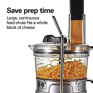 Hamilton Beach Stack & Snap 8-Cup Food Processor & Vegetable Chopper with Adjustable Slicing Blade, Built-in Bowl Scraper & Storage Case, Silver (70820)
