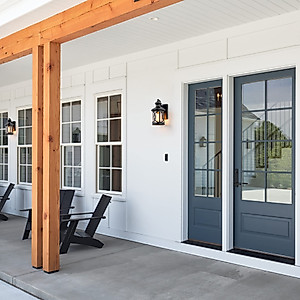 Laplusbelle 2-Pack Outdoor Wall Lights, Porch Lights, Waterproof Outdoor Wall Sconce, Exterior Light Fixture Matte Black with Clear Glass Shade for Garage Patio Front Door Balcony