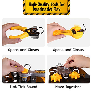 Tool Set with Electronic Toy Drill, Pretend Play for Toddlers, Construction Kits for Kids Ages 3-5 Years Old, Toddler Boy Toys (Workbench)