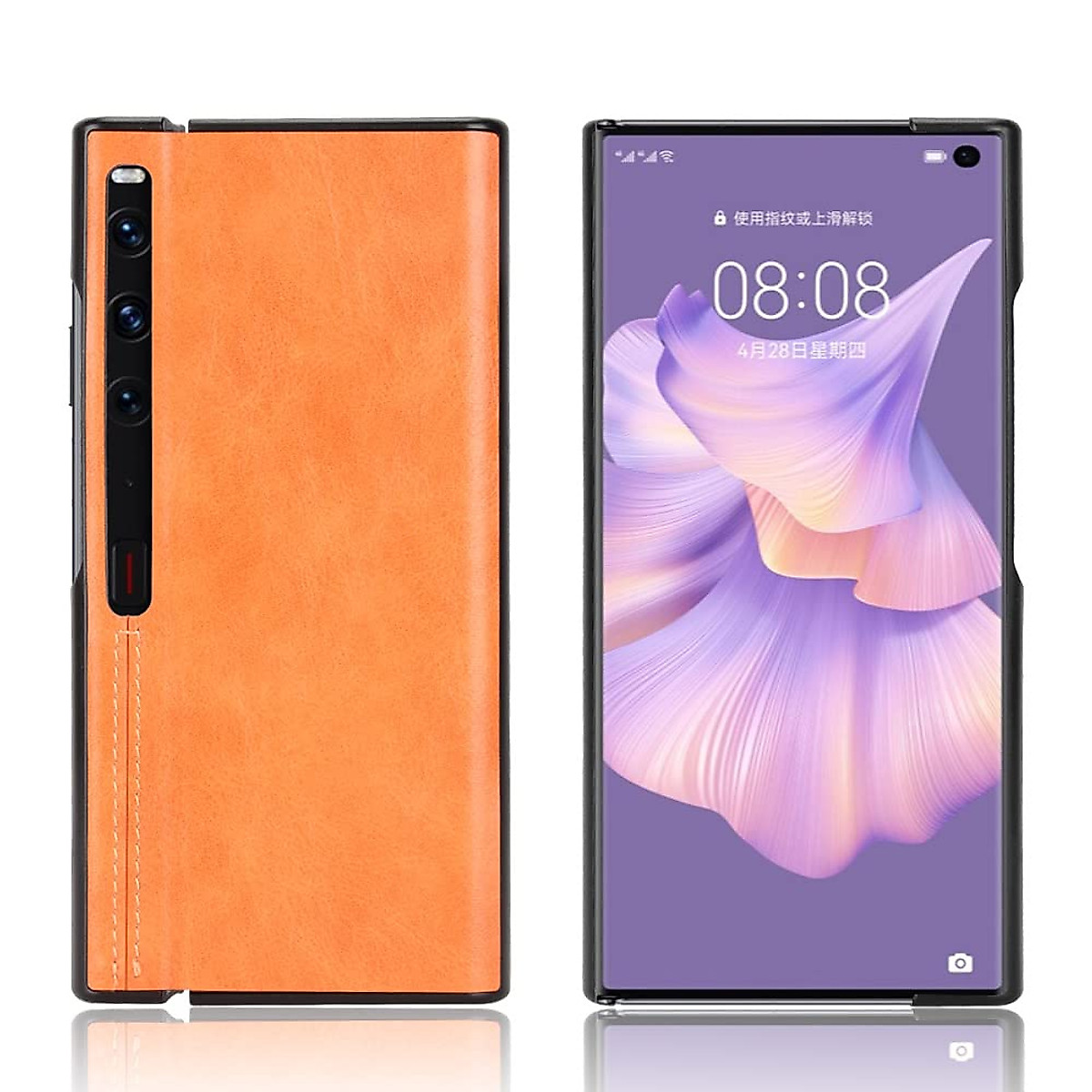 Kukoufey Case for Huawei Mate Xs 2, Retro PU Leather Ultra Slim Shockproof Case, Yellow